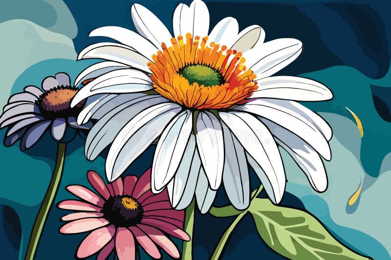 Daisy Flower Watercolor Art and Illustration Created with Ai Stock ...