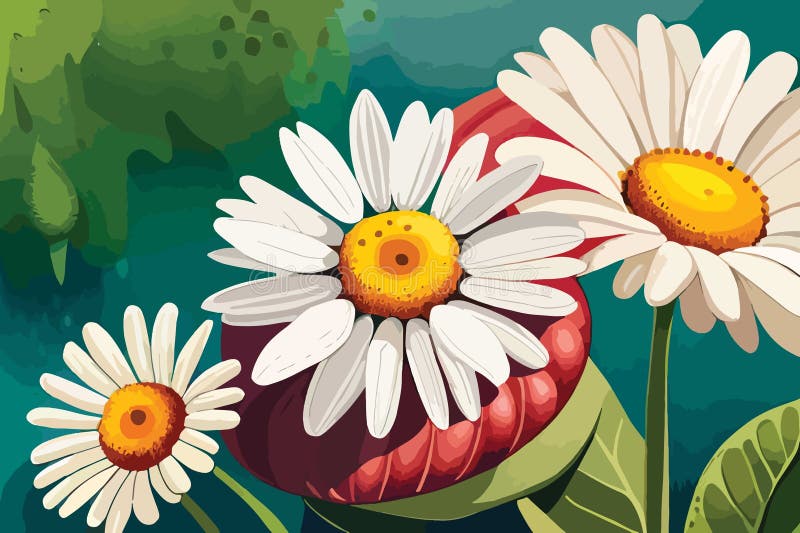 Daisy Flower Watercolor Art and Illustration Created with Ai Stock ...