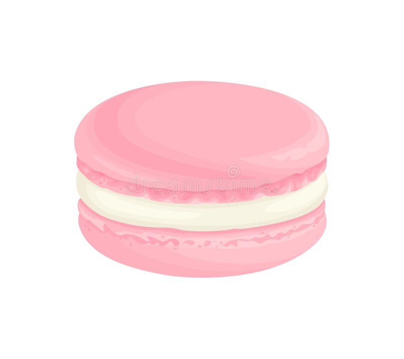 Pink Macaroon with Berry. Vector Cartoon Illustration with Sweet ...