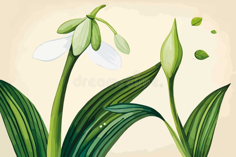 Snowdrop Flower Watercolor Art and Illustration Created with Ai Stock ...