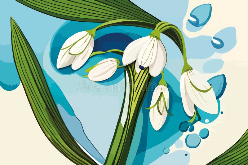 Snowdrop Flower Watercolor Art and Illustration Created with Ai Stock ...