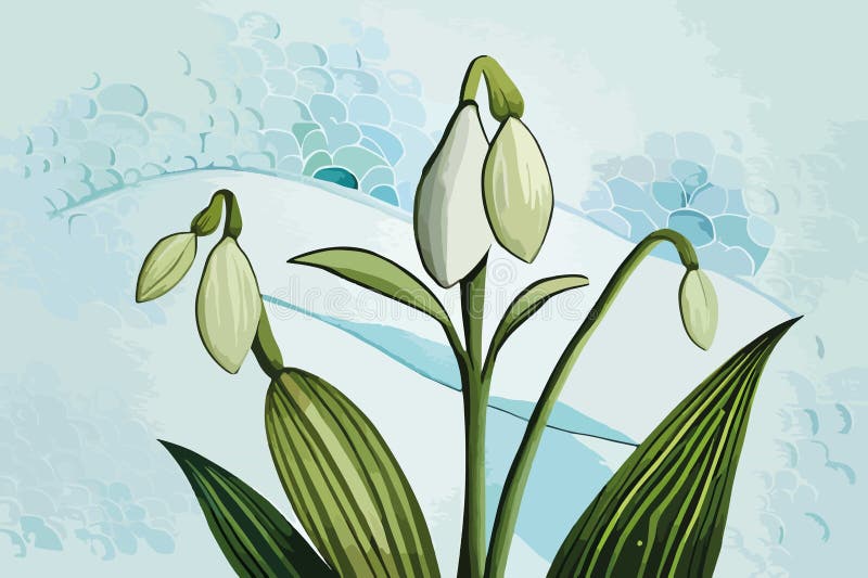 Snowdrop Flower Watercolor Art and Illustration Created with Ai Stock ...