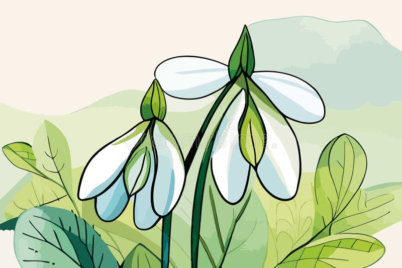 Snowdrop Flower Watercolor Art and Illustration Created with Ai Stock ...