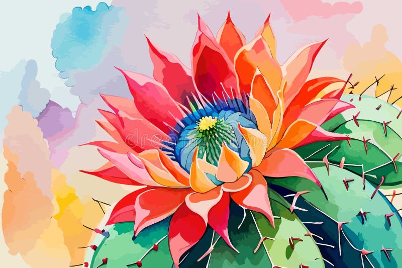 Cactus Watercolor Art and Illustration Created with Ai Stock Vector ...