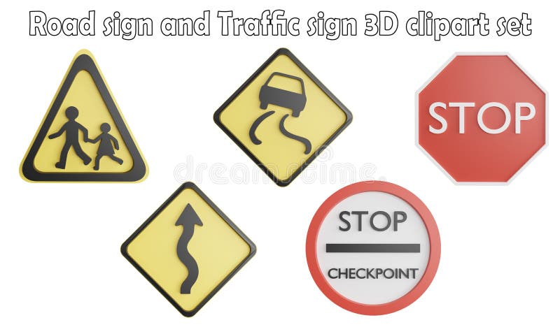 Road Sign Side View Clipart Element ,3D Render Traffic Sign Concept ...