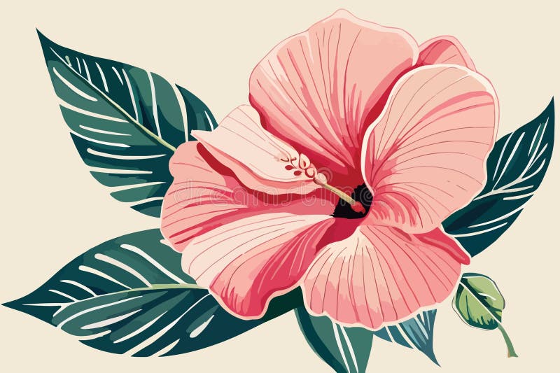 Hibiscus Flower Watercolor Art and Illustration Created with Ai Stock ...