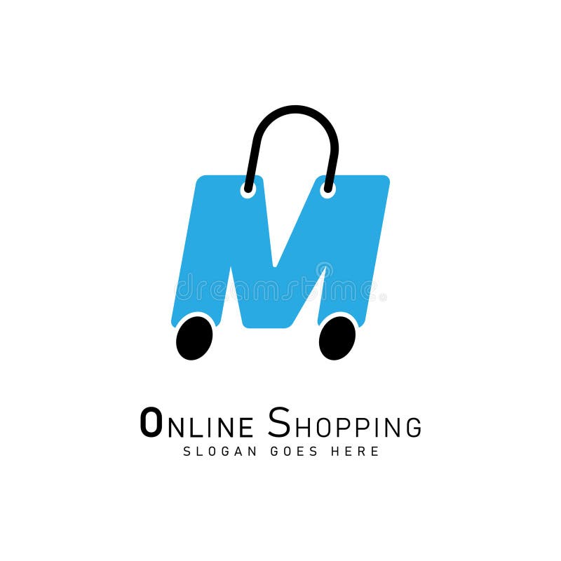 Letter M for Shopping Logo Template, Ecommerce Icon. Alphabet M Bag ...