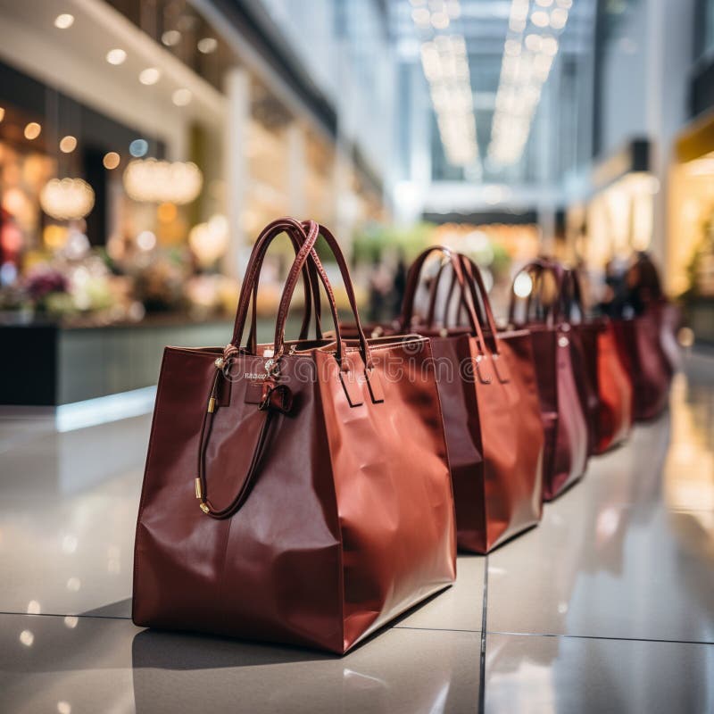 Blurred Background of a Modern Shopping Mall with Some Shoppers. Stock ...