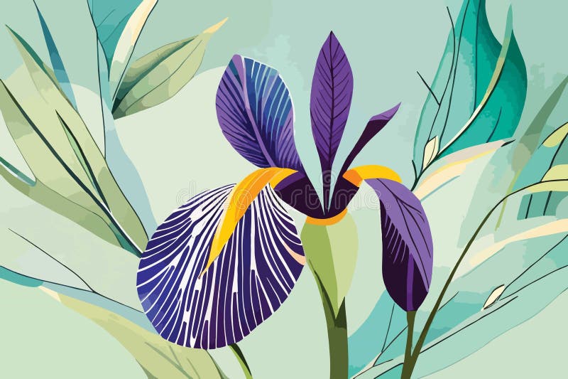 Iris Flower Watercolor Art and Illustration Created with Ai Stock ...