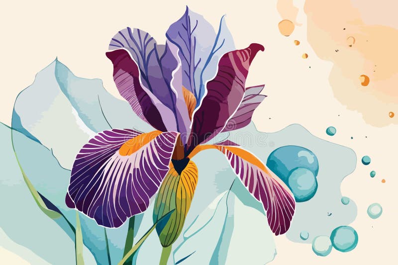 Iris Flower Watercolor Art and Illustration Created with Ai Stock ...