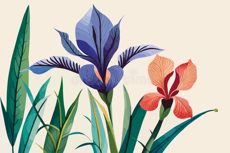 Iris Flower Watercolor Art and Illustration Created with Ai Stock ...