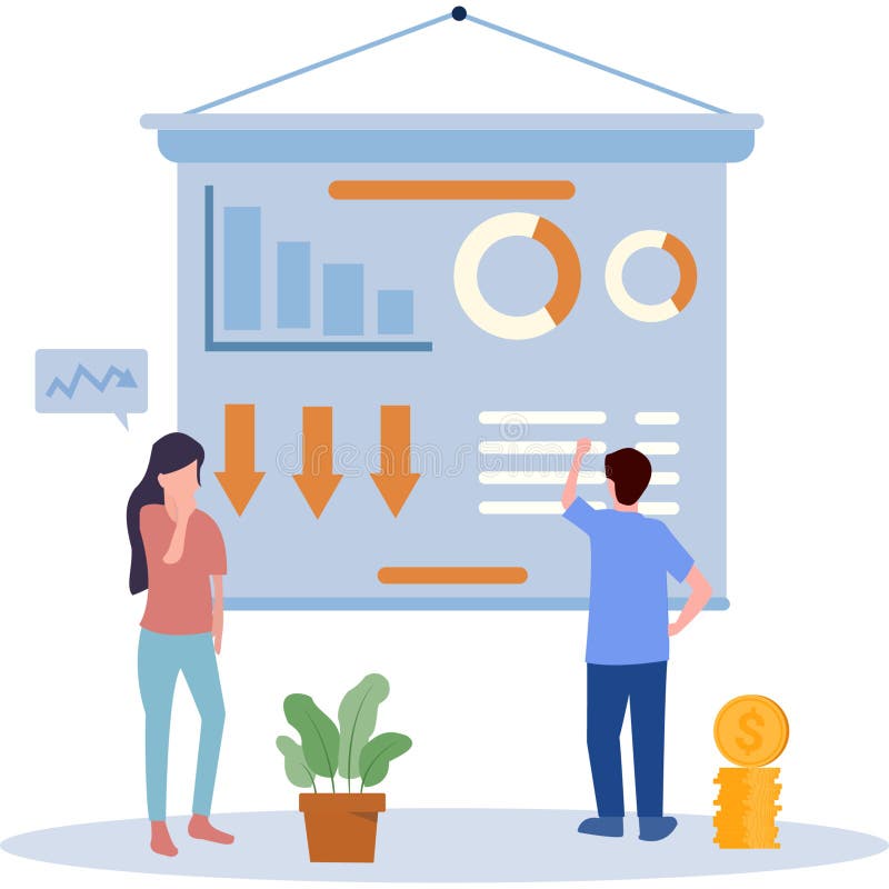 Businessman Presenting Data Analytics Illustration Stock Illustration ...