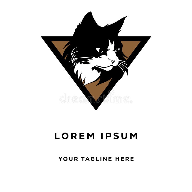 Black and White Cat Head with Triangle Stock Vector - Illustration of ...