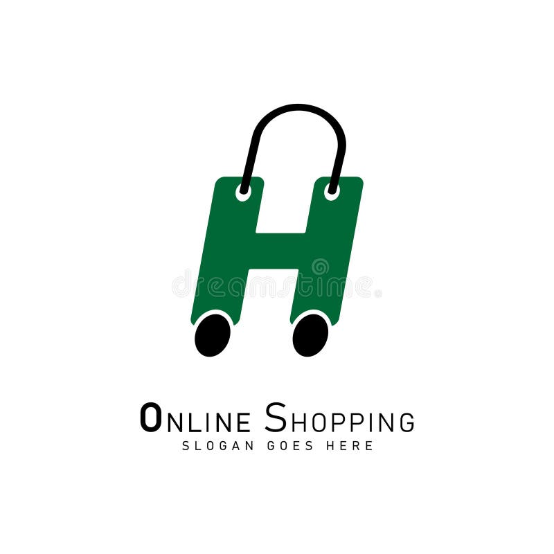 Letter H for Shopping Logo Template, Ecommerce Icon. Alphabet H Bag ...