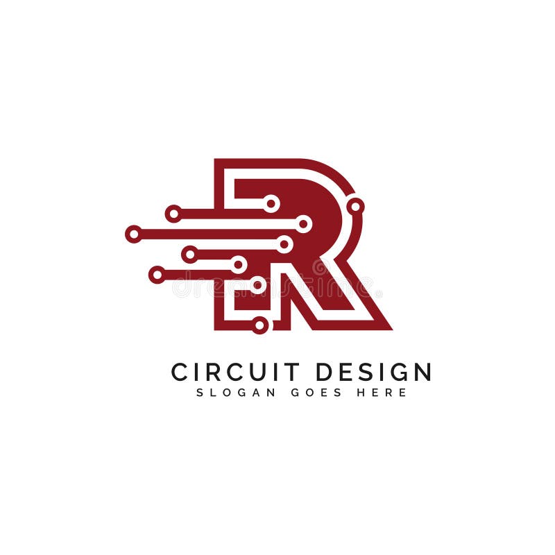 Letter R Logo, Circuit Shape Symbol, Technology and Digital Abstract ...