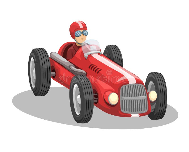 Classic Formula Racing Car Cartoon Illustration Vector Stock Vector ...