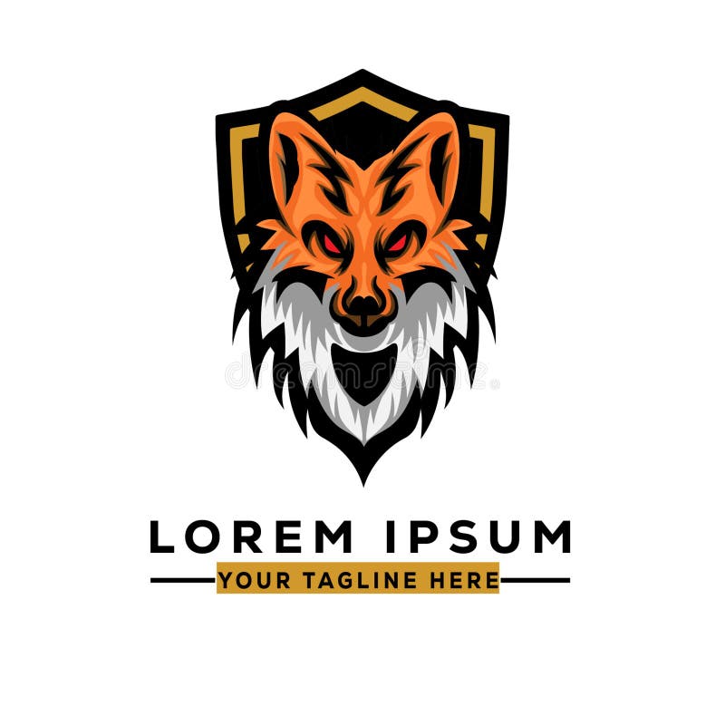 Fox Head with Gold Black Shield Stock Vector - Illustration of school ...