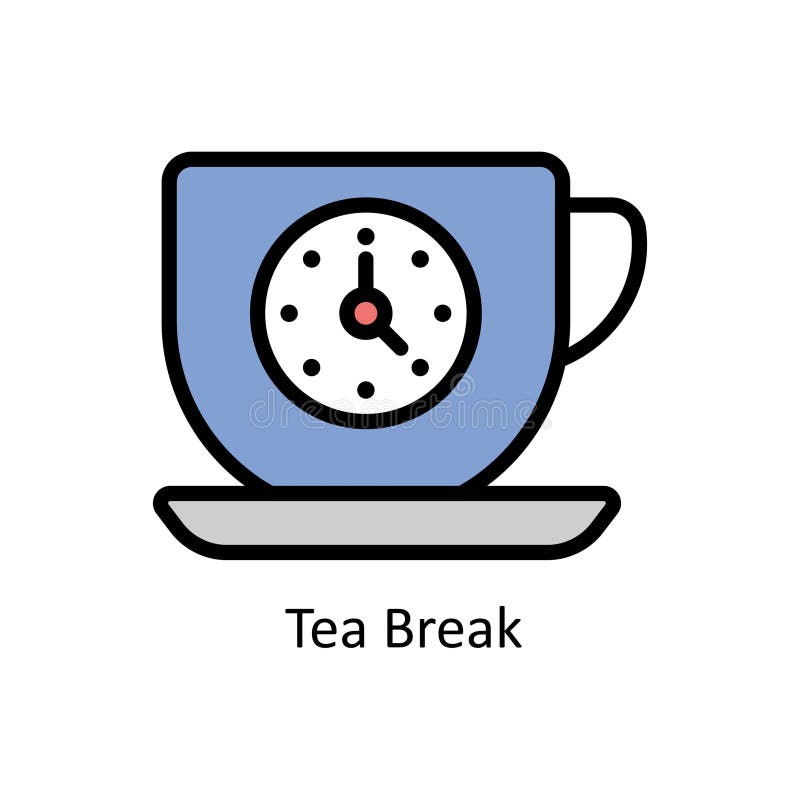 Tea Break Vector Filled Outline Icon Design Illustration. Business and ...