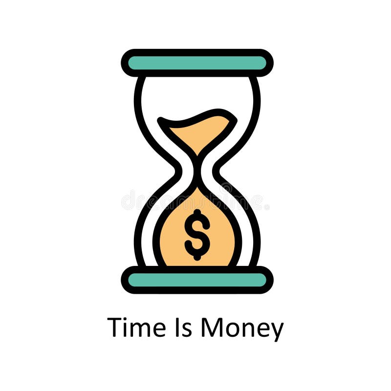 Time is Money Vector Filled Outline Icon Design Illustration. Business ...
