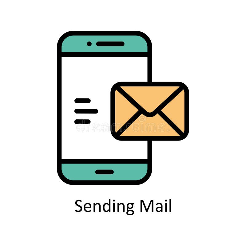 Sending Mail Vector Filled Outline Icon Design Illustration. Business ...
