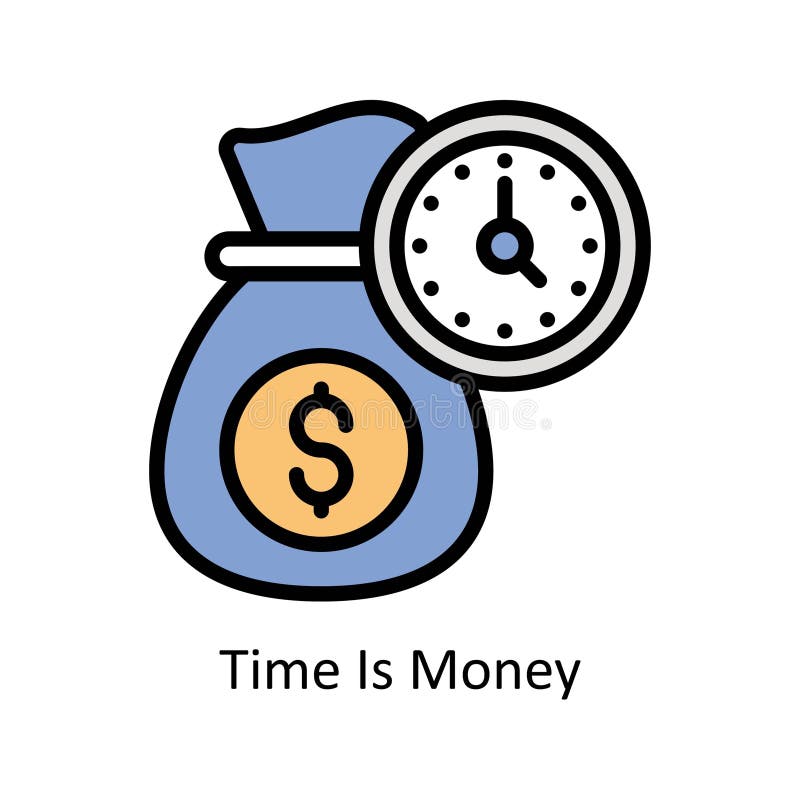 Time is Money Vector Filled Outline Icon Design Illustration. Business ...