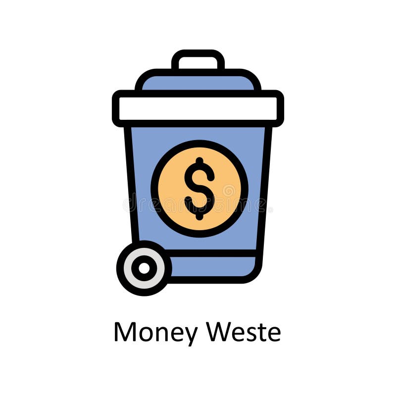 Money Waste Vector Filled Outline Icon Design Illustration. Business ...