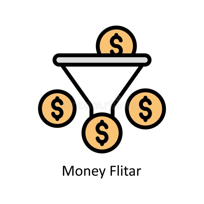 Money Filter Vector Filled Outline Icon Design Illustration. Business ...