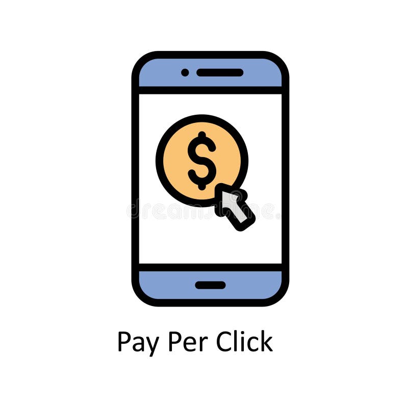 Pay Per Click Vector Filled Outline Icon Design Illustration. Business ...