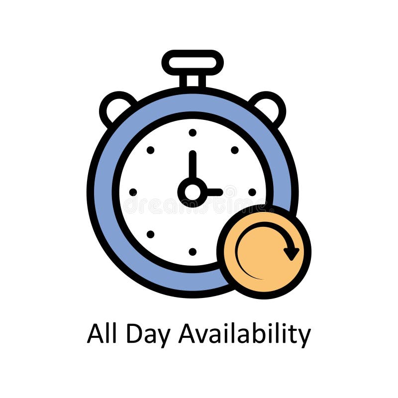 All Day Availability Vector Filled Outline Icon Design . Business and ...