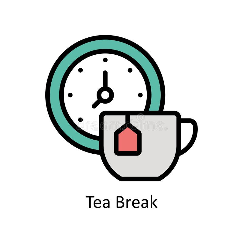Tea Break Vector Filled Outline Icon Design Illustration. Business and ...