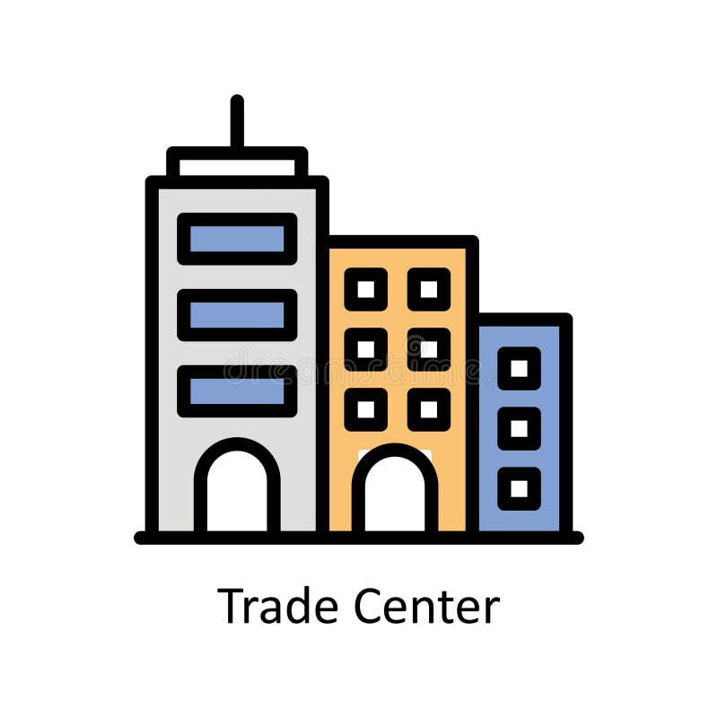 Trade Center Vector Filled Outline Icon Design Illustration. Business ...
