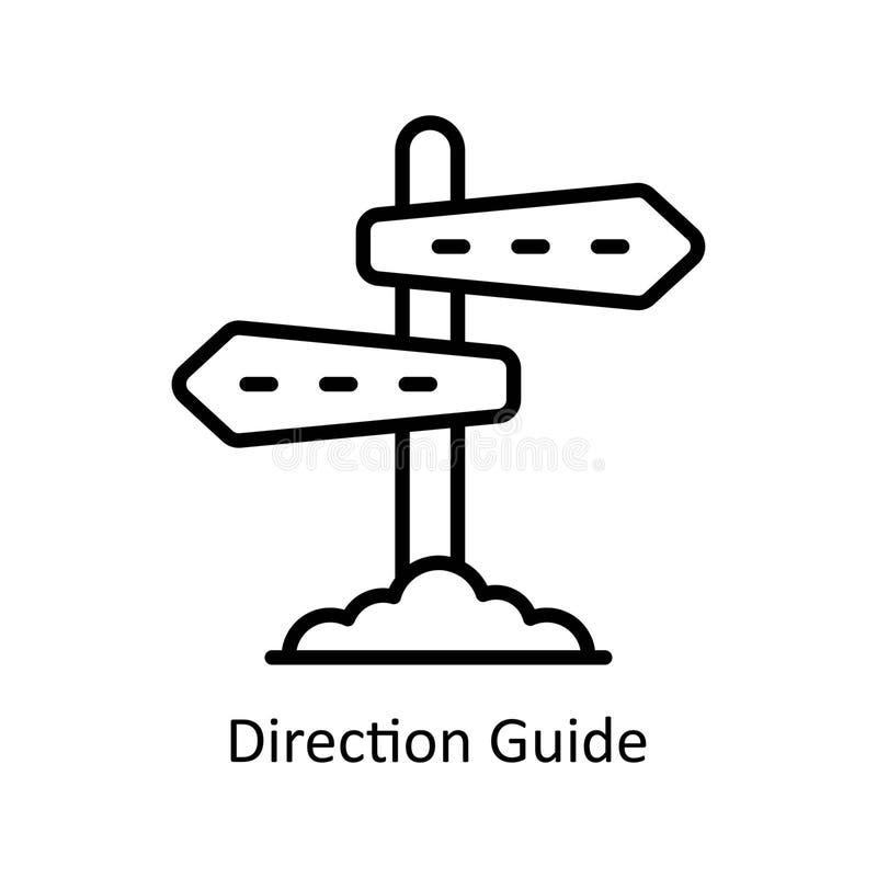 Direction Guide Vector Outline Icon Design Illustration. Business and ...