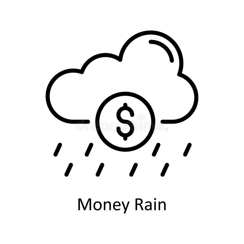 Money Rain Vector Outline Icon Design Illustration. Business and ...