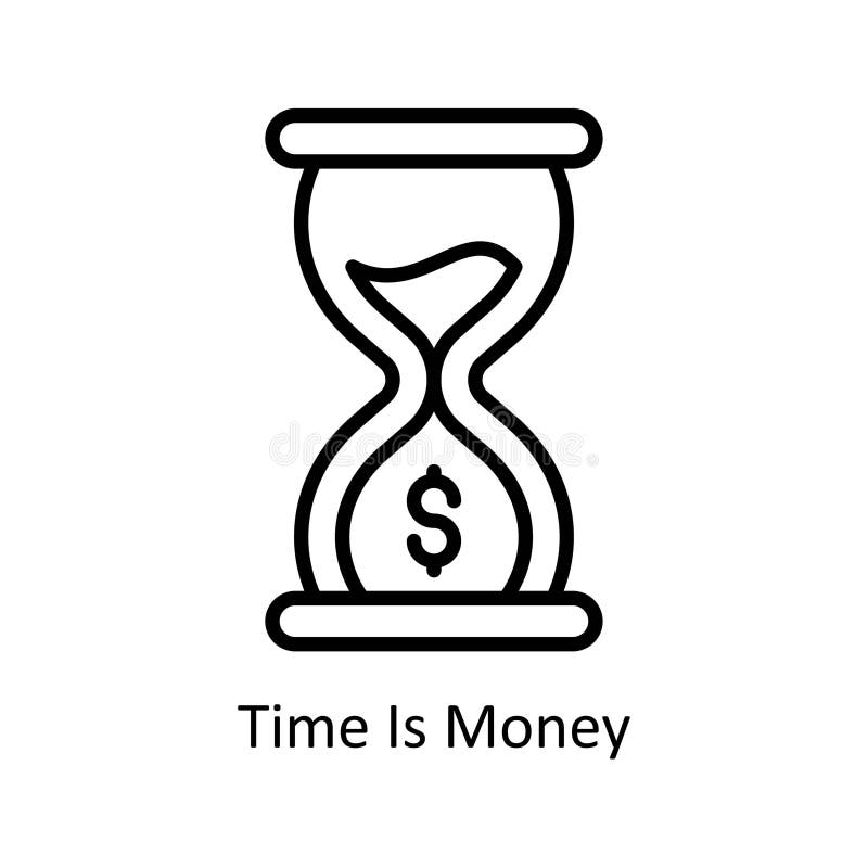 Time is Money Vector Outline Icon Design Illustration. Business and ...