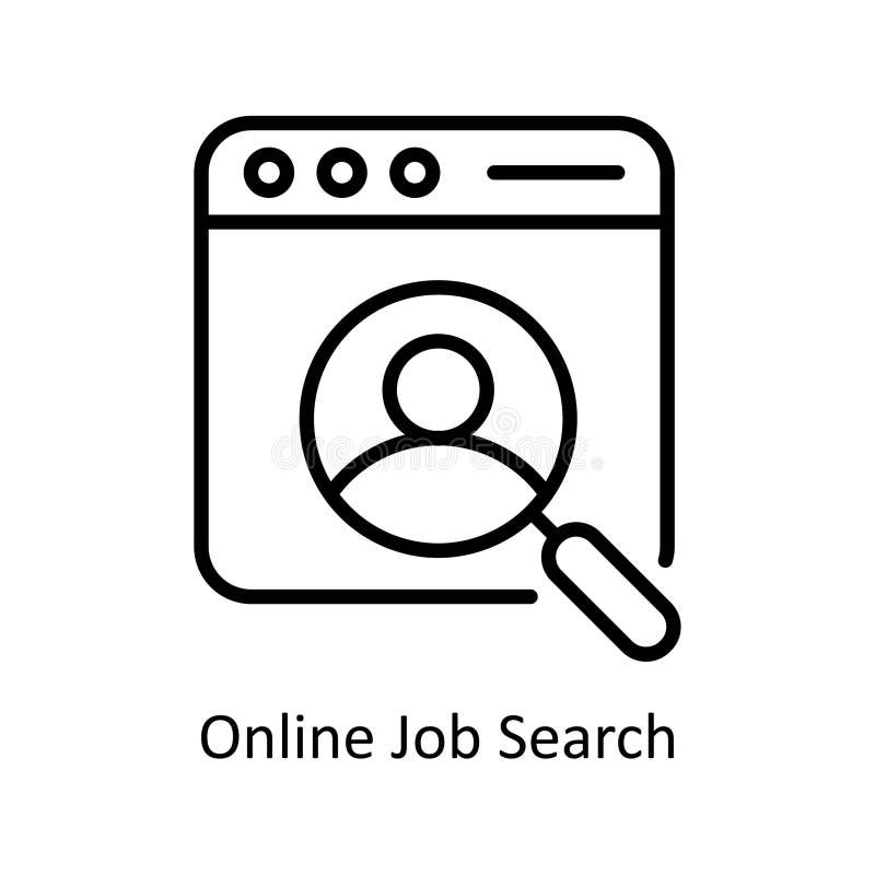 Online Job Search Vector Outline Icon Design Illustration. Business and ...