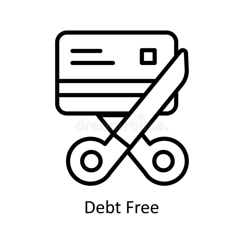 Debt Free Vector Outline Icon Design Illustration. Business and ...