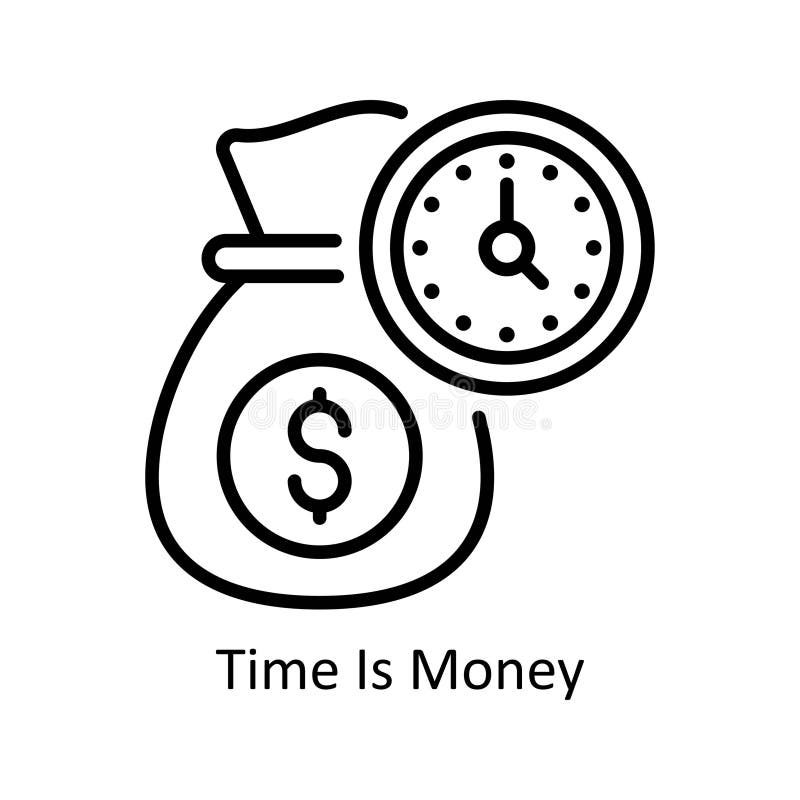 Time is Money Vector Outline Icon Design Illustration. Business and ...
