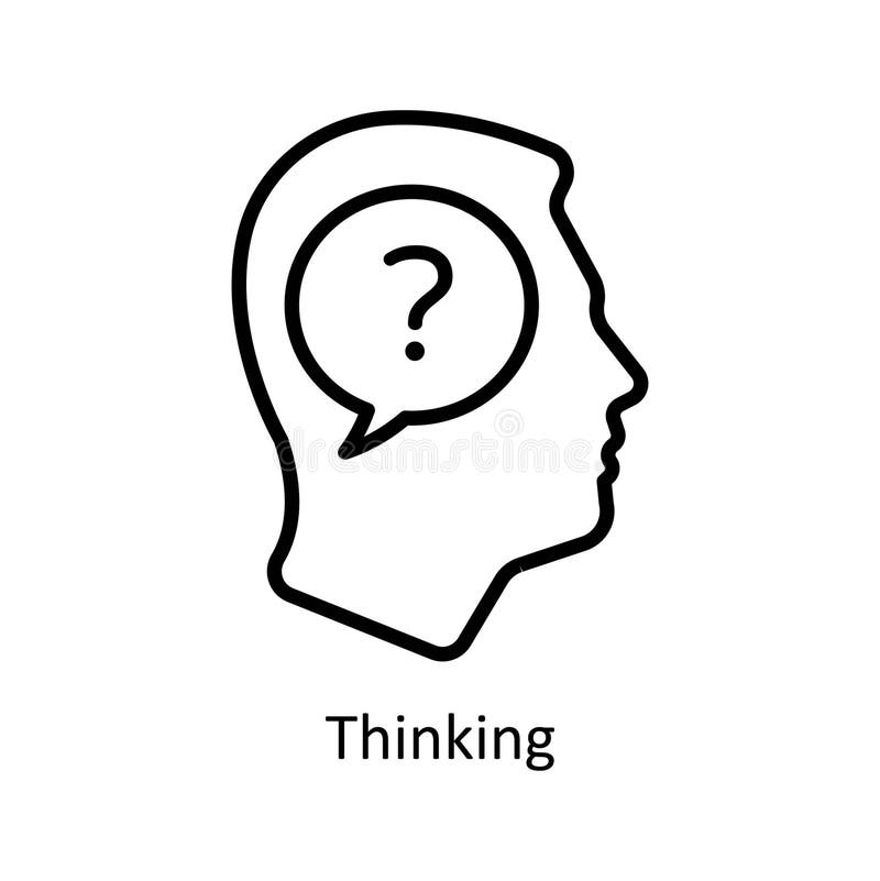 Thinking Vector Outline Icon Design Illustration. Business and ...