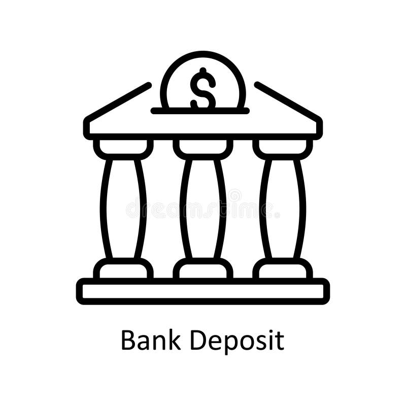 Bank Deposit Vector Outline Icon Design Illustration. Business and ...