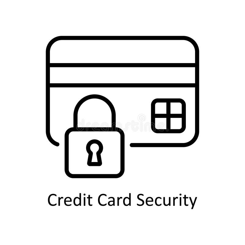 Credit Card Security Vector Outline Icon Design Illustration. Business ...