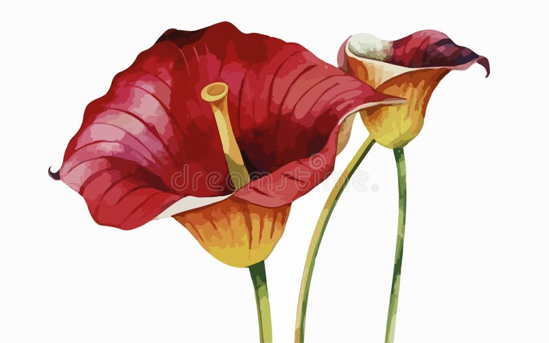 Red Calla Lily Flower Watercolor Art and Illustration Created with Ai ...