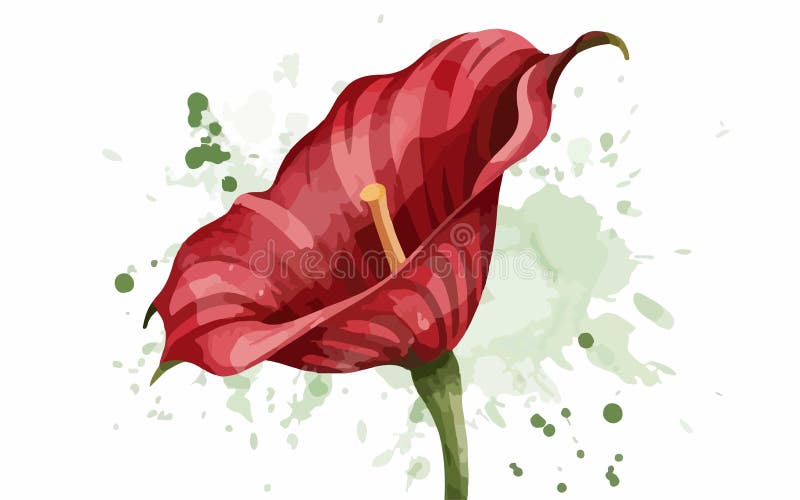 Red Calla Lily Flower Watercolor Art and Illustration Created with Ai ...