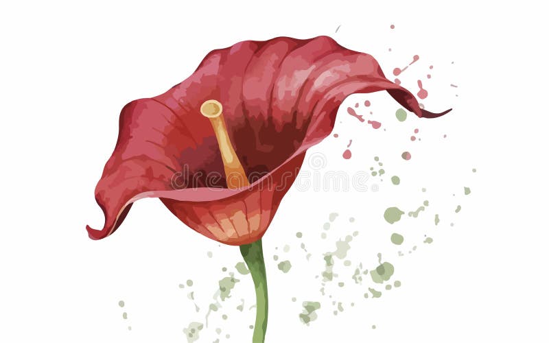 Red Calla Lily Flower Watercolor Art and Illustration Created with Ai ...