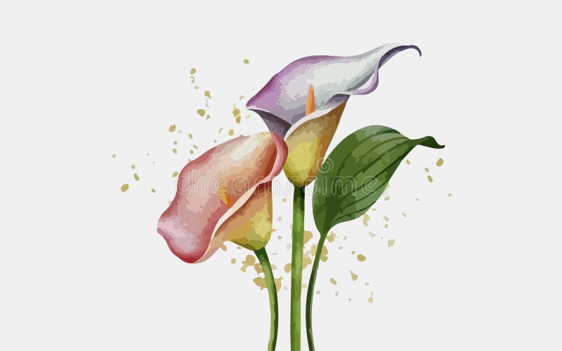 Red Calla Lily Flower Watercolor Art and Illustration Created with Ai ...