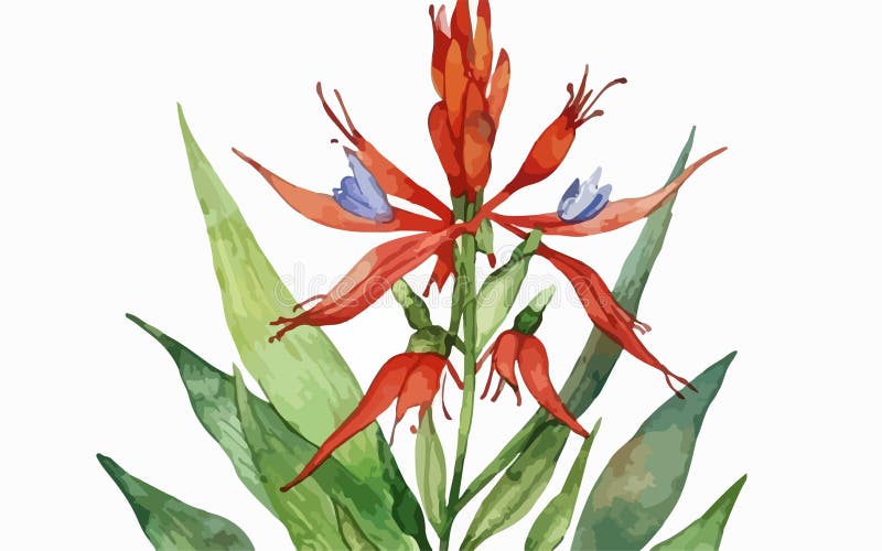 Cardinal Flower Watercolor Created with AI, Nice Looking Stock Vector ...