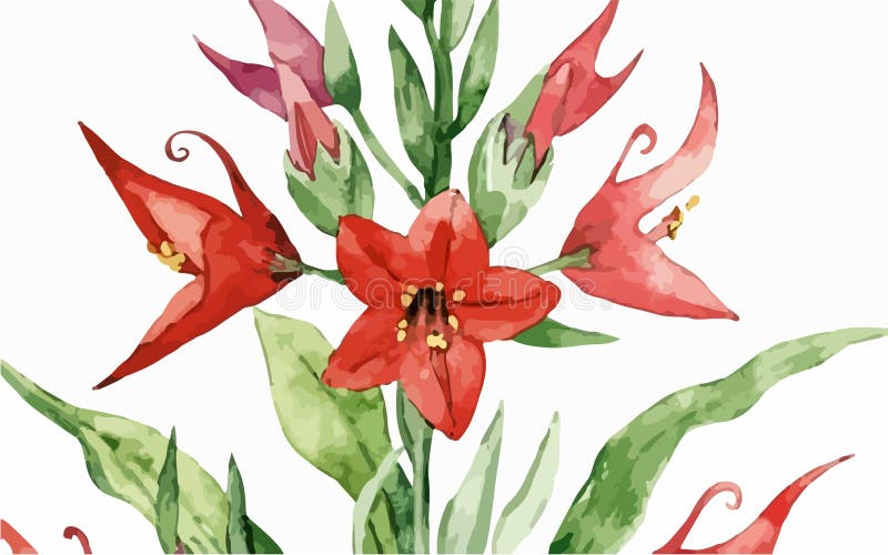 Cardinal Flower Watercolor Created with AI, Nice Looking Stock Vector ...