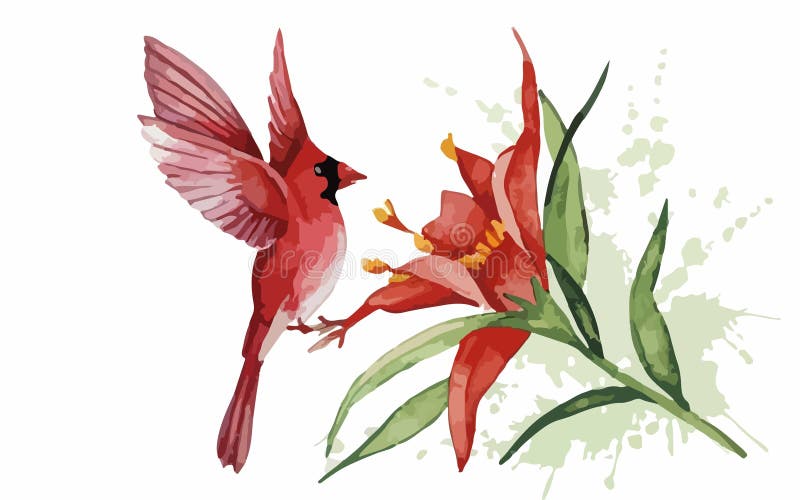 Cardinal Flower Watercolor Created with AI, Nice Looking Stock Vector ...