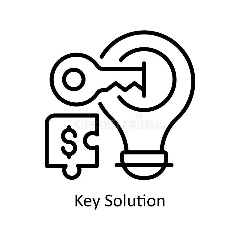 Key Solution Vector Outline Icon Design Illustration. Business and ...