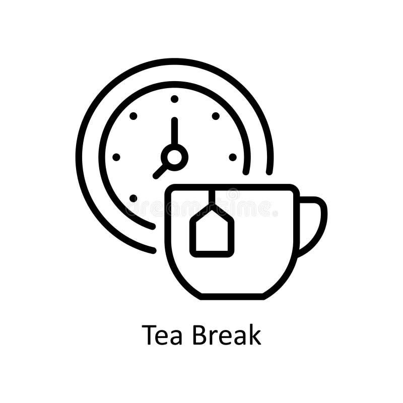 Tea Break Vector Outline Icon Design Illustration. Business and ...