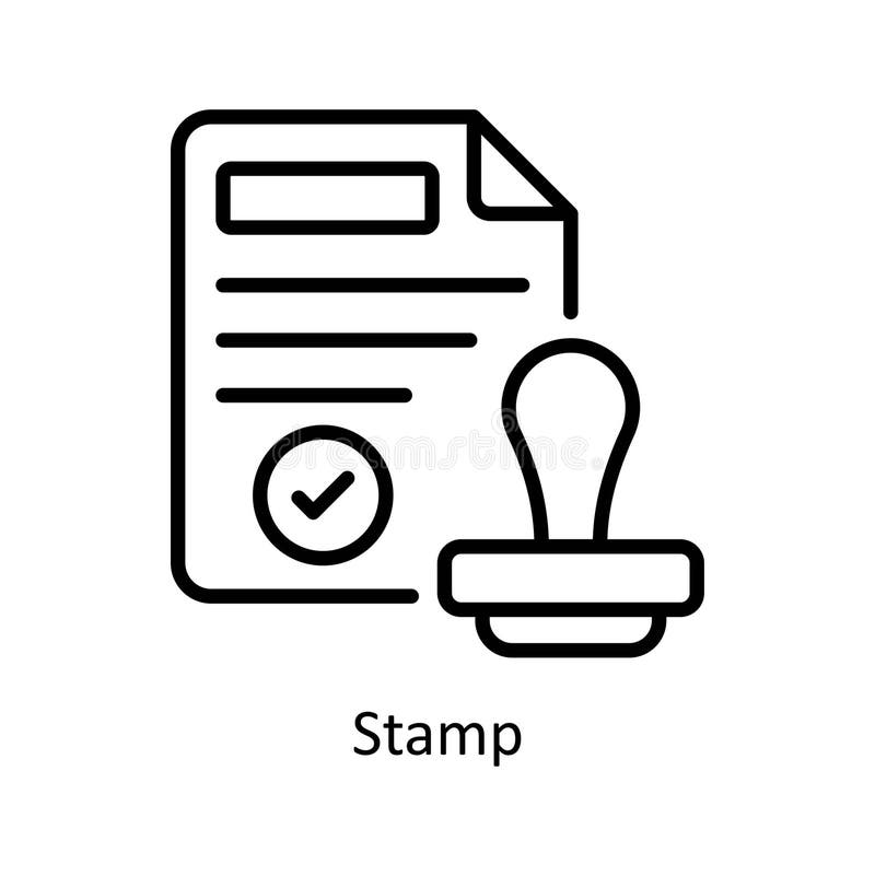 Stamp Vector Outline Icon Design Illustration. Business and Management ...
